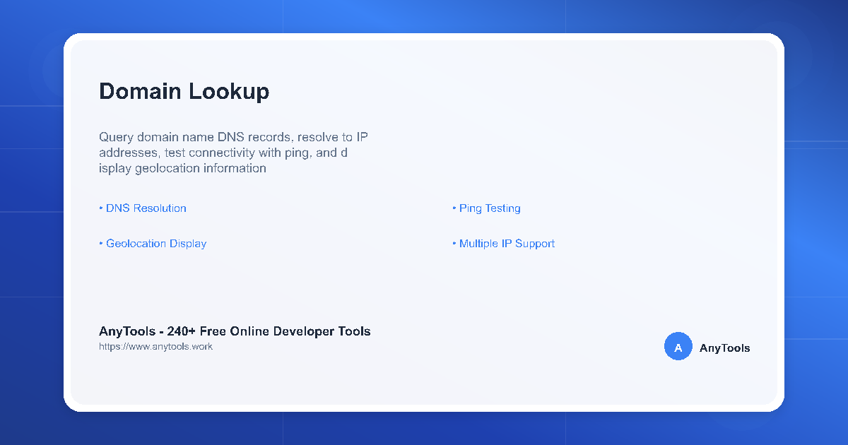 Domain Lookup - Free Online DNS Query and Ping Tool | AnyTools