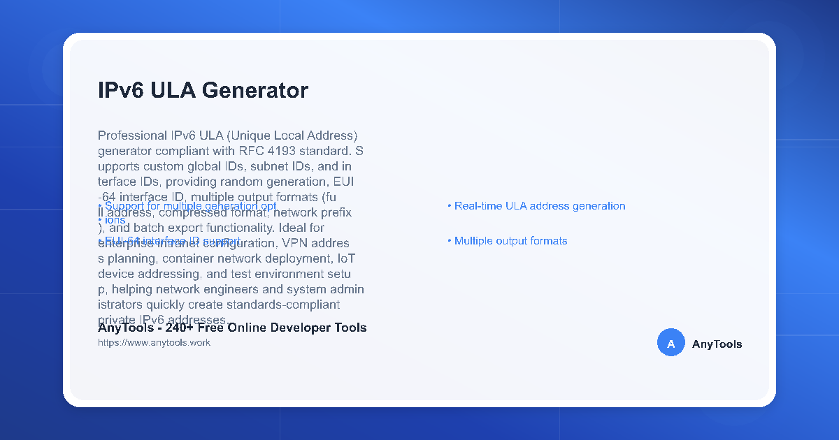 IPv6 ULA Generator - IPv6 Unique Local Address ... | AnyTools