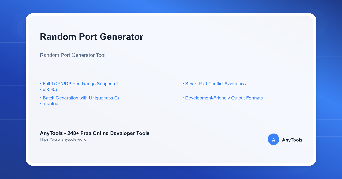 Random Port Generator - Generate Random Ports | AnyTools