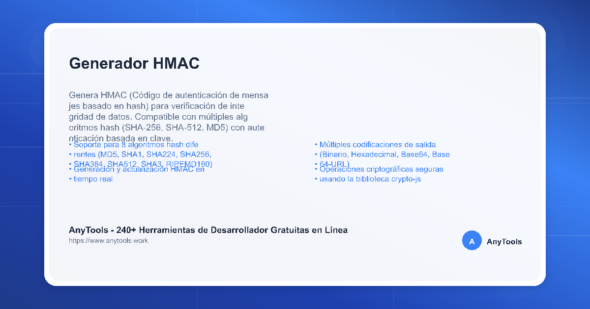 Generador HMAC - Herramienta de hash en línea g... | AnyTools