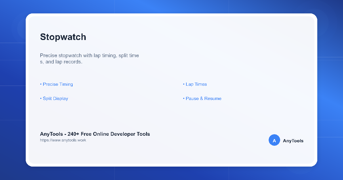 Stopwatch - Precise Timer with Lap Times | AnyTools