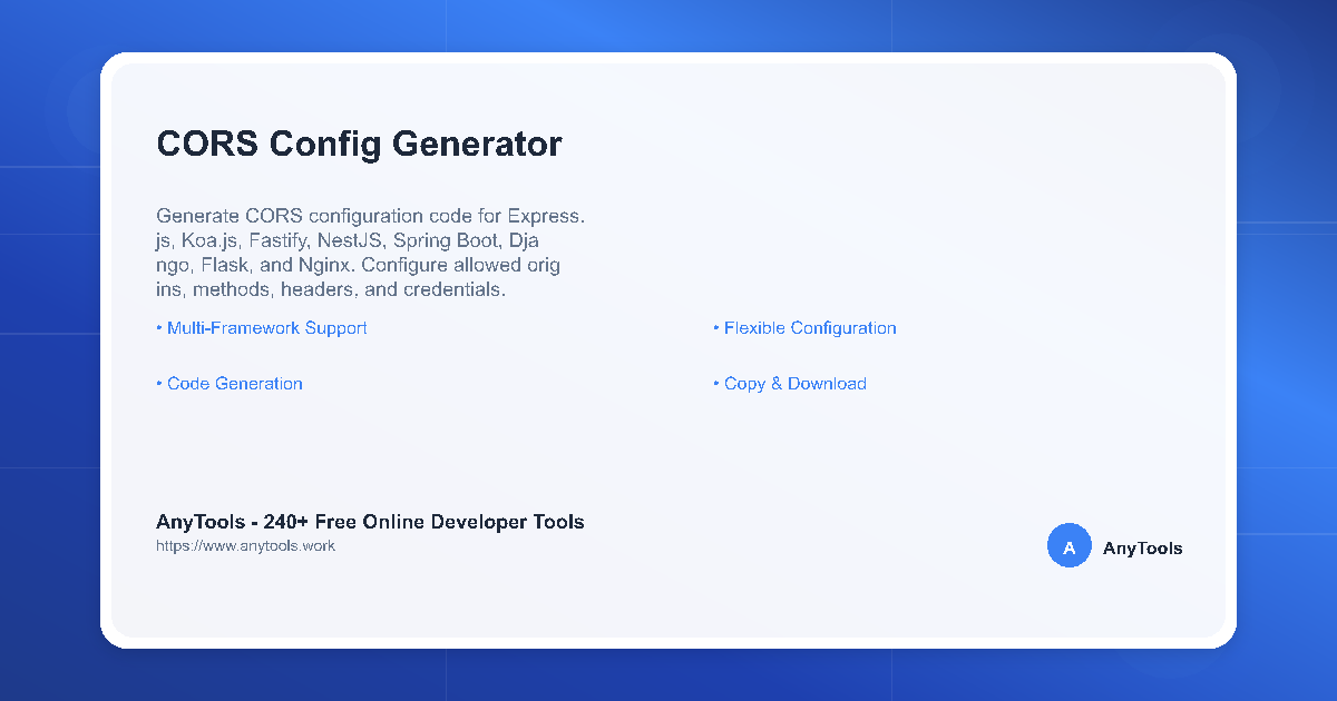 CORS Config Generator - Generate CORS Configuration for Multiple ...