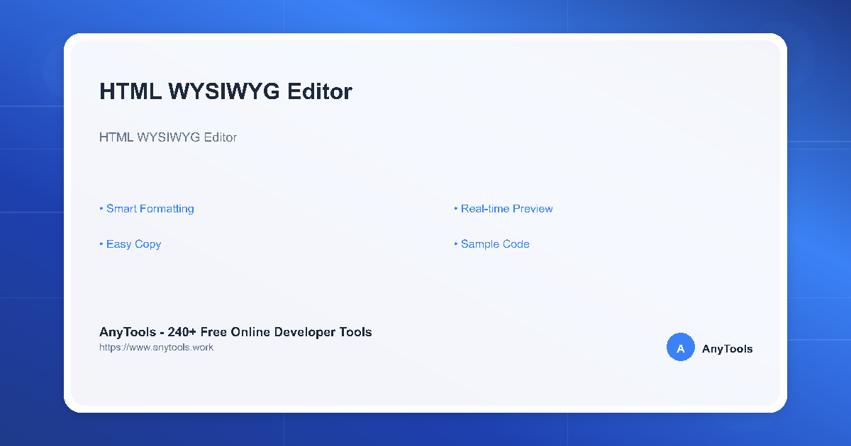 HTML WYSIWYG Editor - Online HTML Editor & Real... | AnyTools