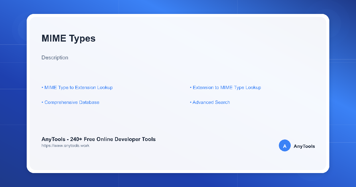 MIME Types - Free Online MIME Type Tool | AnyTools